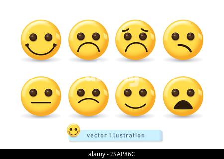 Yellow realistic emoticon smiley face, vector illustration Stock Vector ...