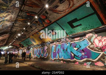 General view of the constantly changing graffiti artwork in Leake ...