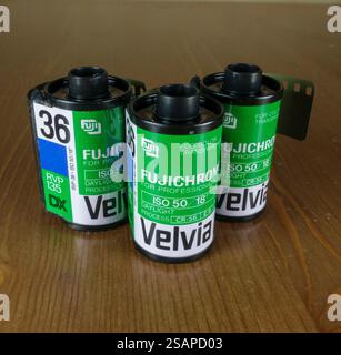 Rolls of Fujichrome Velvia 35mm slide film (36 exposures Stock Photo ...
