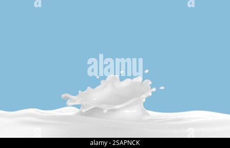 Cream or milk drops on blue background, scatter spherical white bubbles ...