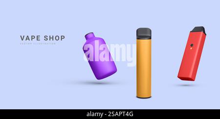 3d realistic promotion banner with disposable electronic cigarettes ...