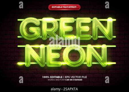 Neon 3D editable text effect template. Style premium free font license vector Stock Vector Image ...