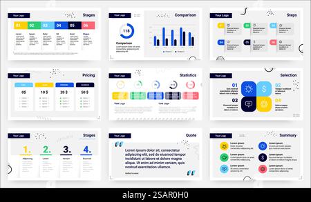Colorful diagrams set for presentation slide templates Stock Vector ...