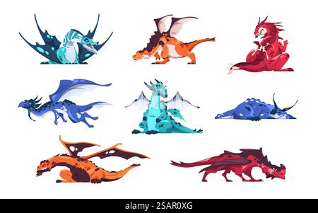 Magical creatures set. Mythological animals. Doodle style black and ...