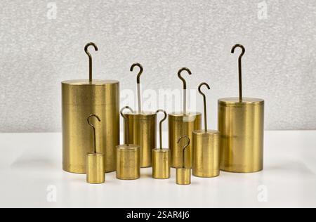Brass hooked weights scientific laboratory measuring equipment tools in ...