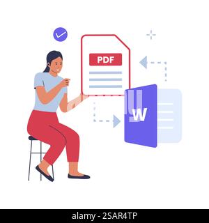 Pdf to doc convert illustration design concept. Illustration for ...