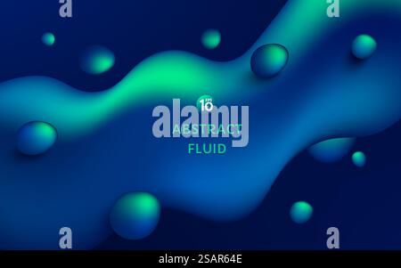 Abstract neon green liquid splash on black background. Vector cartoon ...