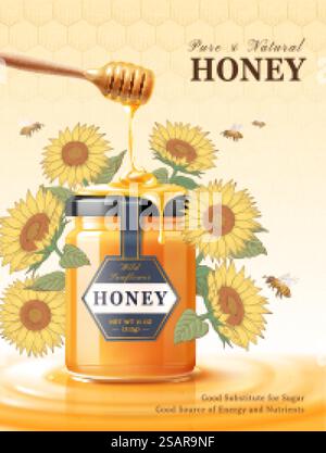 honey bottle and dipper design Stock Vector Image & Art - Alamy