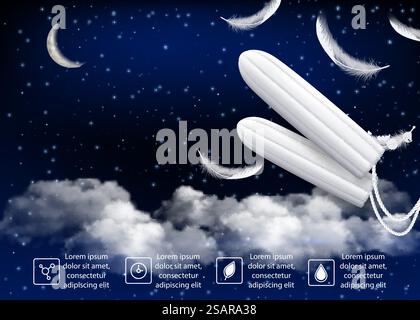 Night feminine hygiene tampons vector advertising poster design ...