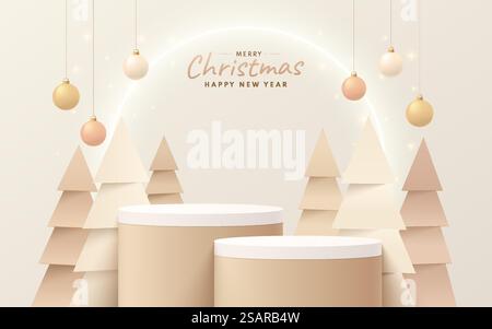 Set 3D realistic brown beige, purple, blue, green pedestal backdrop for ...