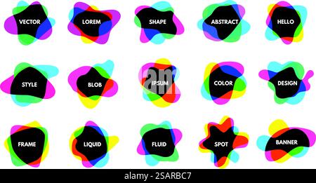Blob overlay frames. Fluid overlapping shapes, abstract liquid spots ...