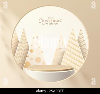 Abstract golden christmas tree, holiday symbol xmas, new year 2023 ...