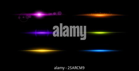 Neon dividers. Glow backlight separators, electric laser surf items ...