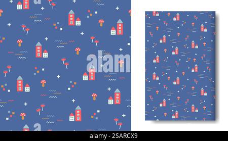 Cute hand drawn seamless Christmas design, horizontal layout, great for ...