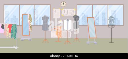 Empty tailor room design interior vector illustration Stock Vector ...