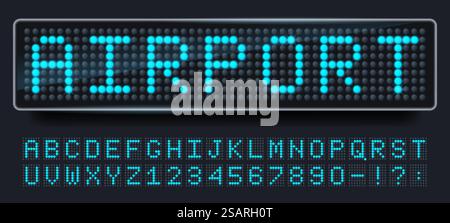 Led screen font. Digital sign board letters and numbers, scoreboard ...