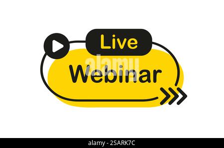Live webinar online with play button on laptop, online webinar computer ...