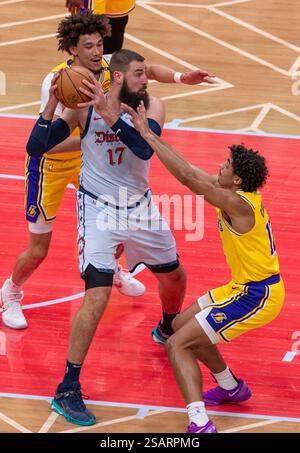 Los Angeles Lakers center Jaxson Hayes (11) dunks the ball during the second half of an NBA ...