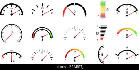 Fuel gauge scales. Gas meter, petrol level indicator for car dashboard ...