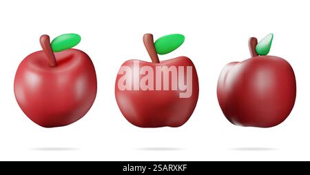 Apple illustration, Set different angles of apple fruit cartoon vector Stock Vector Image & Art ...