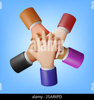 3D People Showing Unity with Their Hands Together Stock Vector Image ...