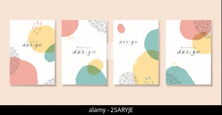 Trendy cover design template set. Violet abstract lines on dark ...