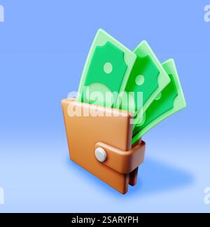 3D Dollar Banknotes and Leather Wallet Stock Vector Image & Art - Alamy