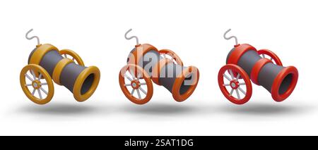 Artillery cannon icons set 9 color collection Stock Vector Image & Art ...