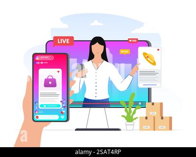 Live Streaming Illustration concept. Flat illustration isolated on ...