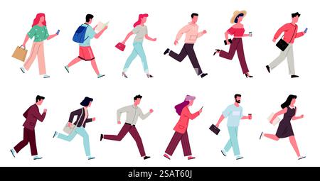 Flat cartoon busy characters students standing with big pencils ...