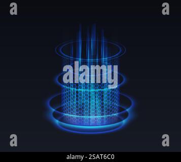 Opening of teleport podium realistic vector illustration. Magical aura ...