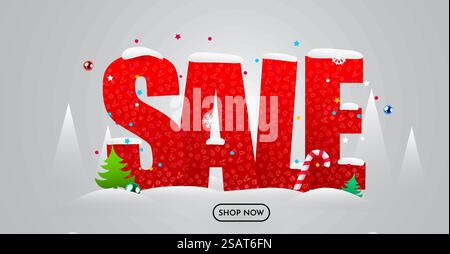 Discount creative composition. Merry Christmas and Happy New Year. Sale ...