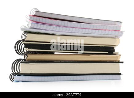 Stack of different notebooks on color background, closeup Stock Photo ...