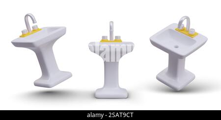 Realistic model of wash basin in realistic style. 3d home concept ...