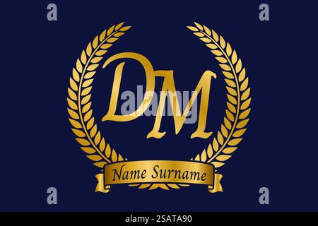 DM Initial Letter Luxury calligraphic feminine floral hand drawn ...