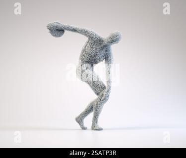 Greek athlete statue throwing the discus. THIS IS A 3D RENDER ...