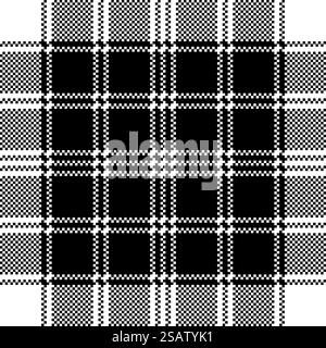 Classic plaid black white pixel seamless pattern. Vector illustration ...
