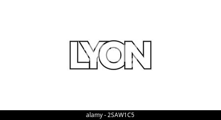 Lyon in the France emblem for print and web. Design features geometric ...