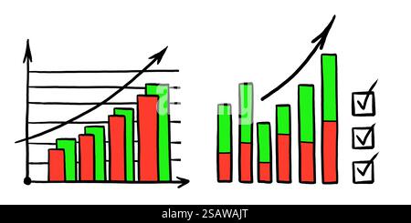 Handmade drawing of a rising graph. Simple business and success concept ...