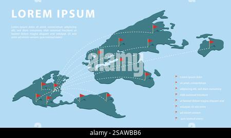 Isometric world map with business infographics design elements vector ...