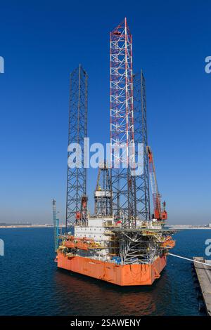 Manama, Bahrain - January 5, 2025: The towering minaret and dome of the ...