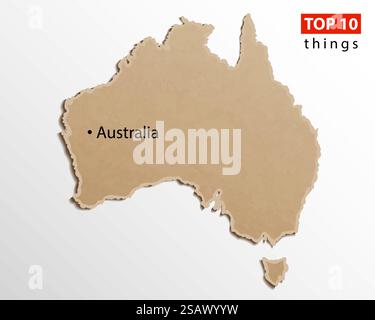 Blank political map of Australia. 3D Earth globe with turquoise blue ...