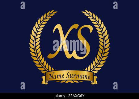 XS elegant luxury monogram logo or badge template with scrolls and ...