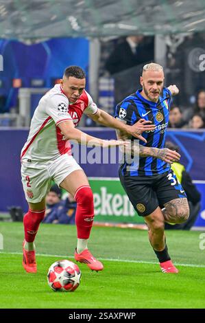 MILAN, ITALY - JANUARY 29: Federico Dimarco in action during the UEFA Champions League 2024/25 ...