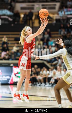 Nebraska guard Britt Prince (23) shoots on UCLA guard Kiki Rice (1 ...