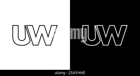 Trendy letter U and W, UW logo design template. Minimal monogram ...