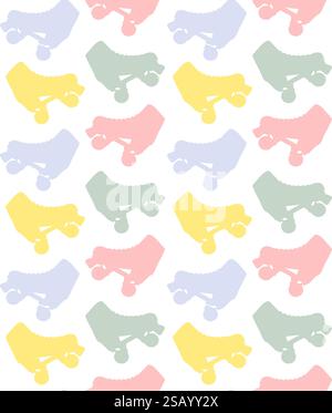 Colorful Retro Roller skates seamless pattern with lightening bolts and ...