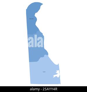 Delaware, DE - detailed political map of US state. Administrative map ...