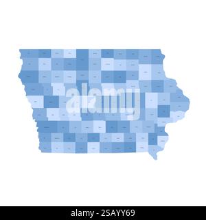 Iowa, IA - detailed political map of US state. Administrative map ...