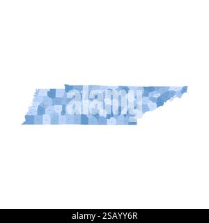 Tennessee, TN - detailed political map of US state. Administrative map ...